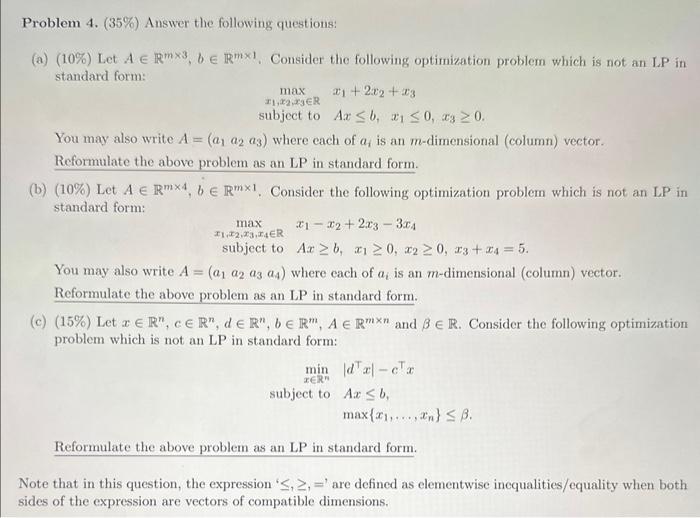 Solved Problem 4. (35\%) Answer the following questions: (a) | Chegg.com