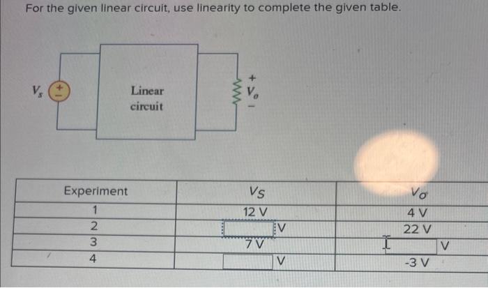 Solved For the given linear circuit, use linearity to | Chegg.com