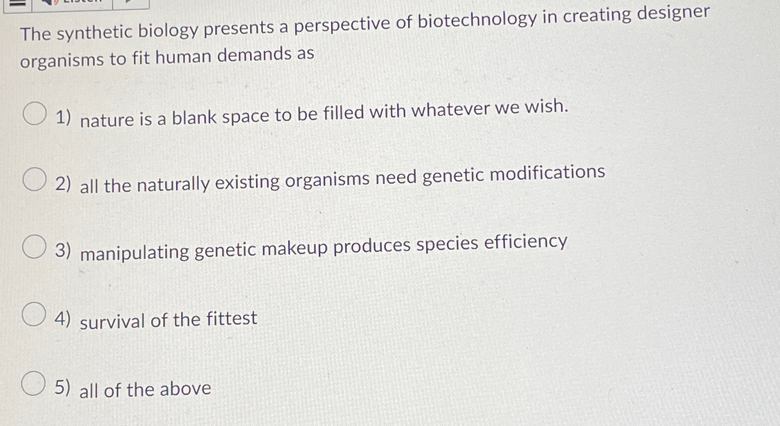 Solved The synthetic biology presents a perspective of | Chegg.com