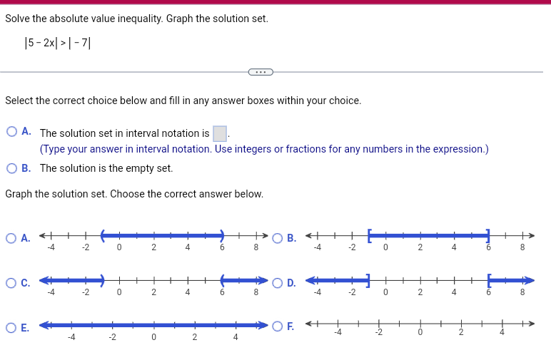 Solved Solve the absolute value inequality. Graph the | Chegg.com