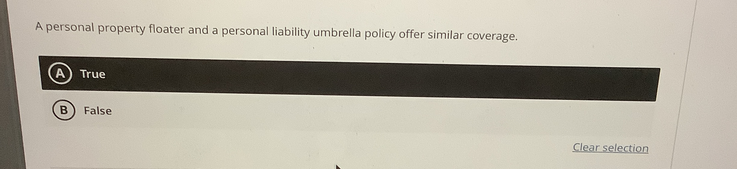 Solved A personal property floater and a personal liability | Chegg.com
