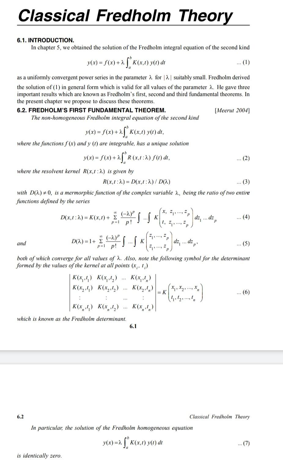 Solved 3. Use Fredholm determinants to find the resolvent | Chegg.com