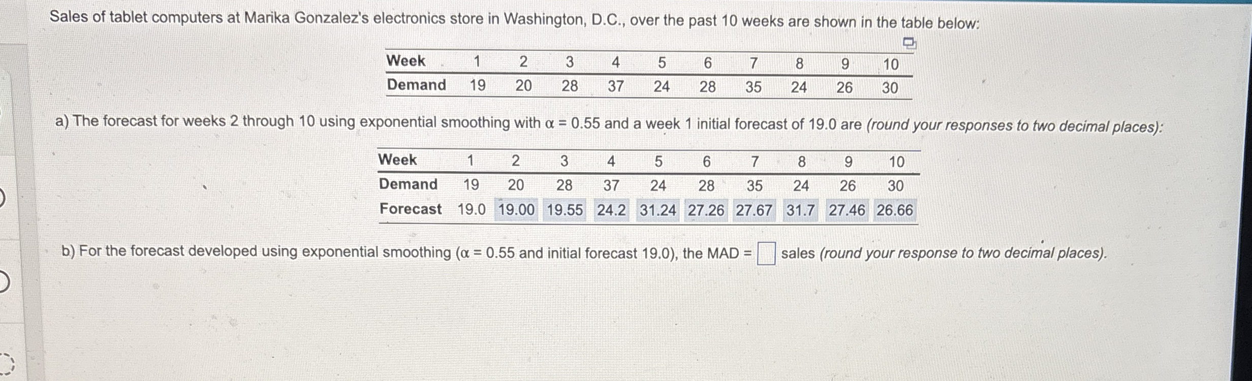 Solved Sales of tablet computers at Marika Gonzalez's | Chegg.com