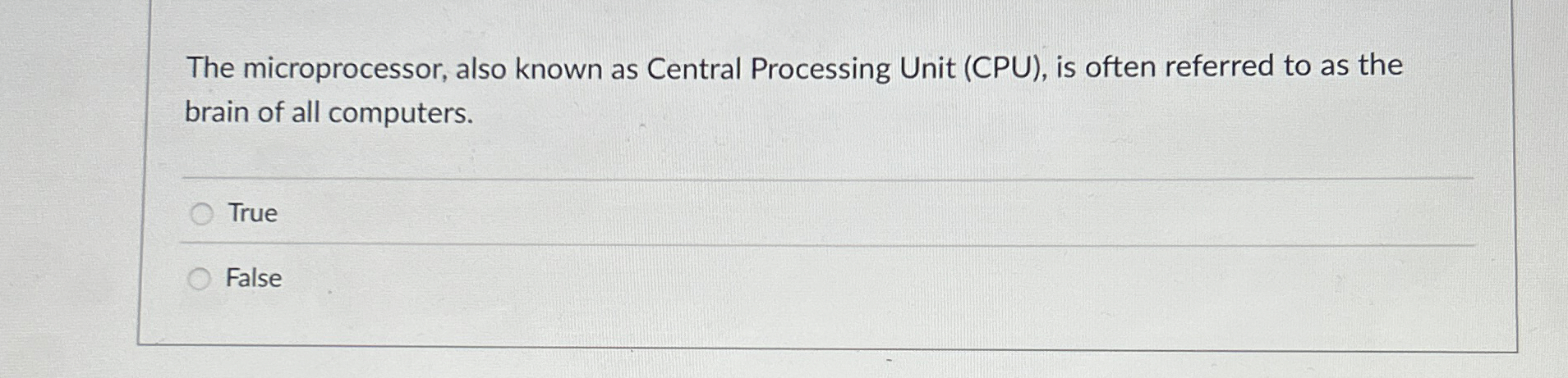 Solved The microprocessor, also known as Central Processing | Chegg.com
