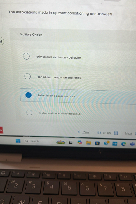 Solved The associations made in operant conditioning are | Chegg.com