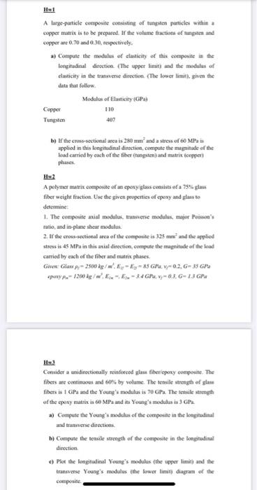 Solved Hw! A large-particle composite consisting of tungsten | Chegg.com