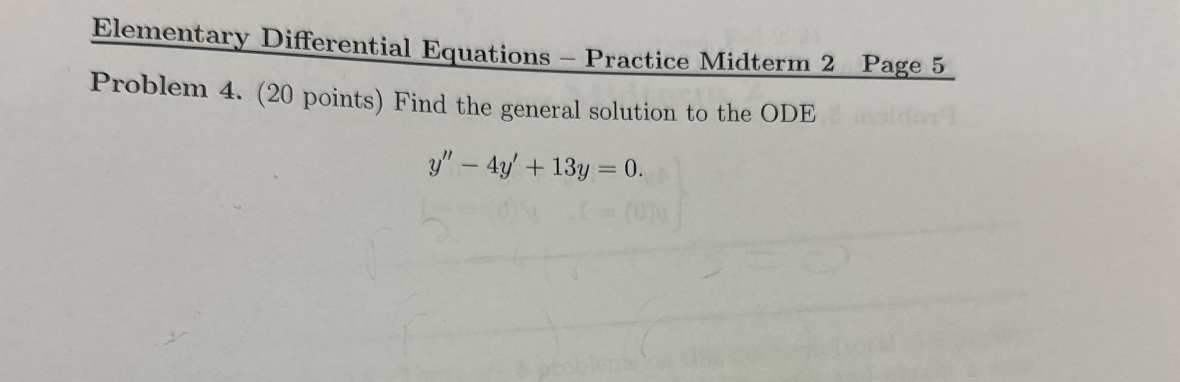 Solved Elementary Differential Equations - ﻿Practice Midterm | Chegg.com