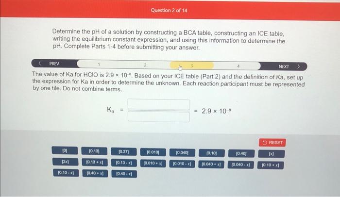 Solved Determine the pH of a solution by constructing a BCA | Chegg.com