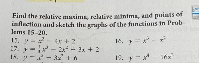 Solved Find the relative maxima, relative minima, and points | Chegg.com