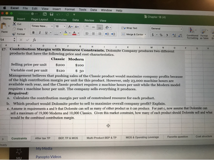 Solved Excel File Edit View Insert Format Tools Data Window | Chegg.com
