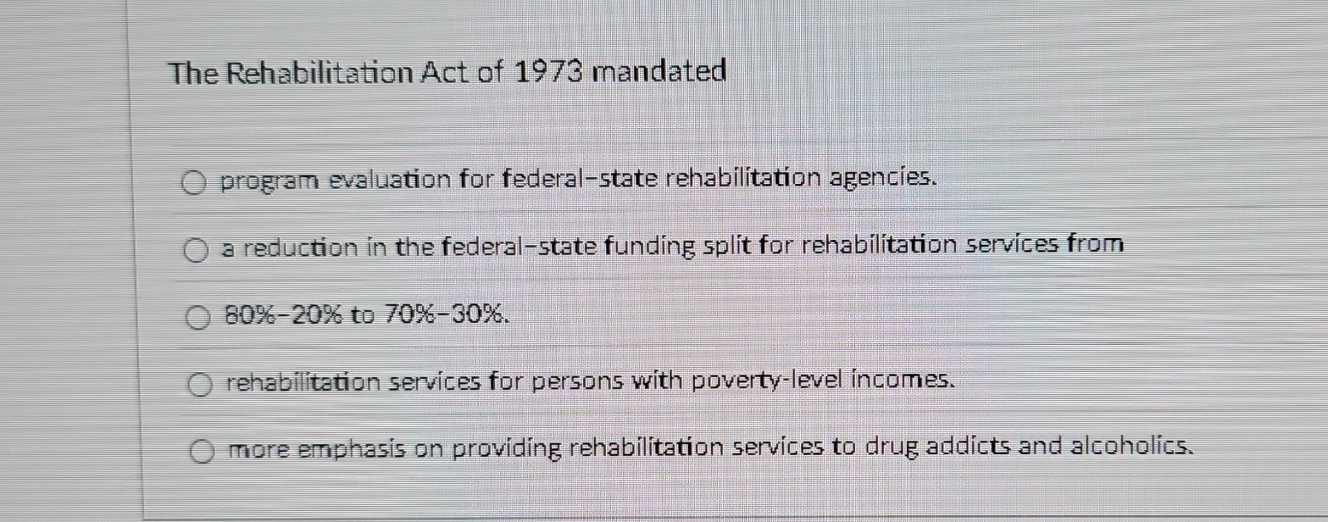The Rehabilitation Act of 1973 ﻿mandatedprogram | Chegg.com