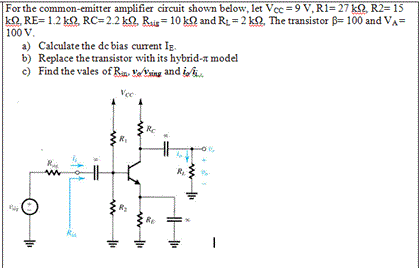 Solved For the common-emitter amplifier circuit shown below, | Chegg.com