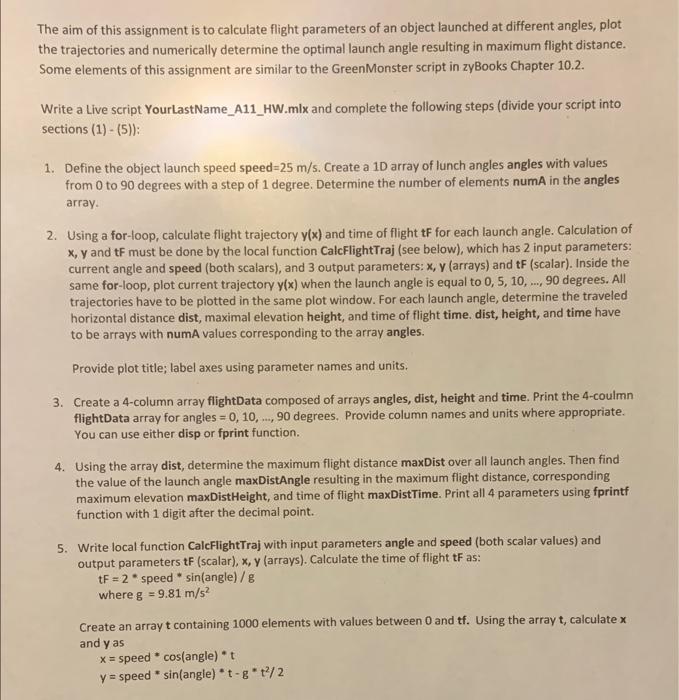 Solved The aim of this assignment is to calculate flight | Chegg.com
