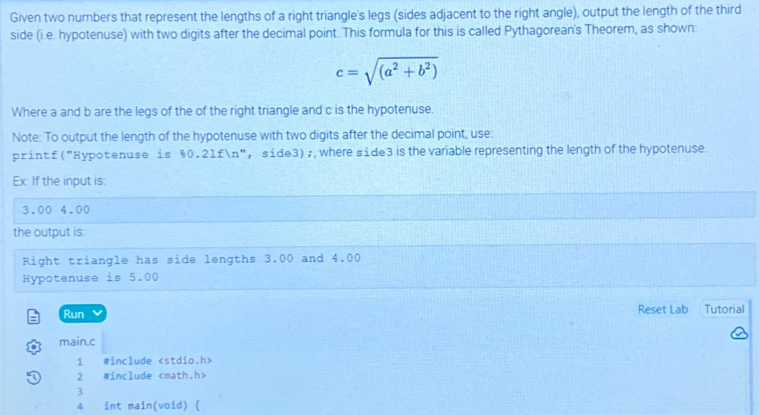 Solved Given two numbers that represent the lengths of a | Chegg.com