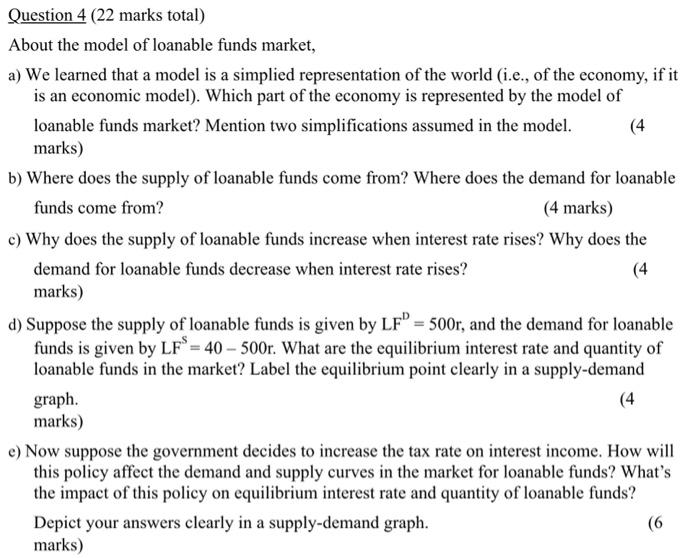 Solved About the model of loanable funds market, a) We | Chegg.com