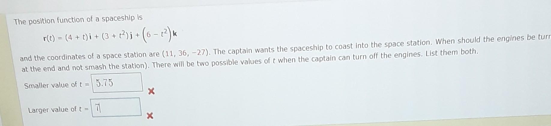 Solved The position function of a spaceship is | Chegg.com