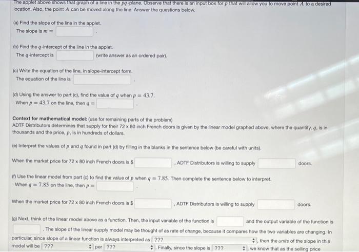 Solved The applet above shows that graph of a ine in the | Chegg.com