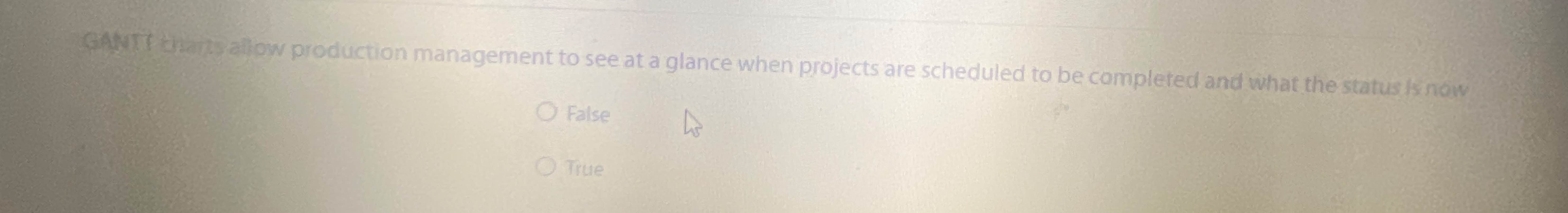 Solved GANTT charts allow production management to see at a | Chegg.com
