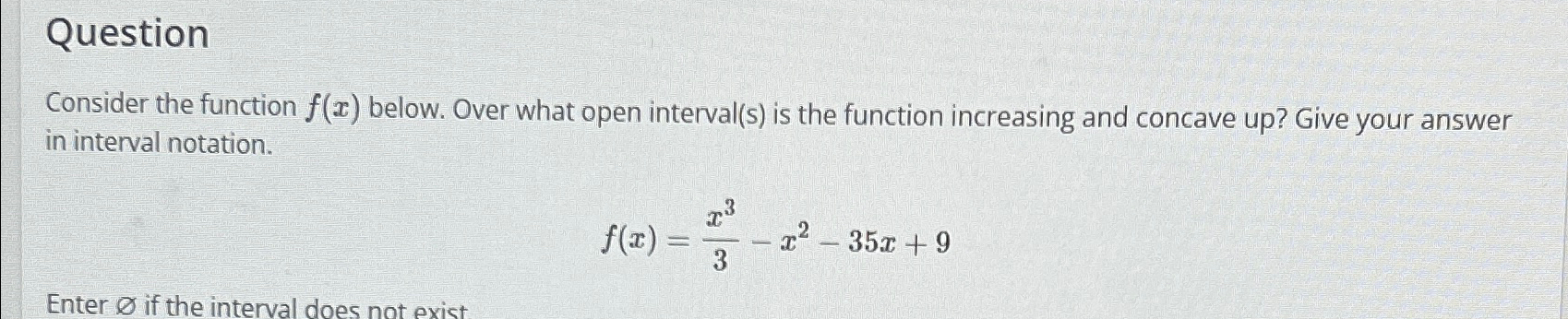 Solved QuestionConsider the function f(x) ﻿below. Over what | Chegg.com