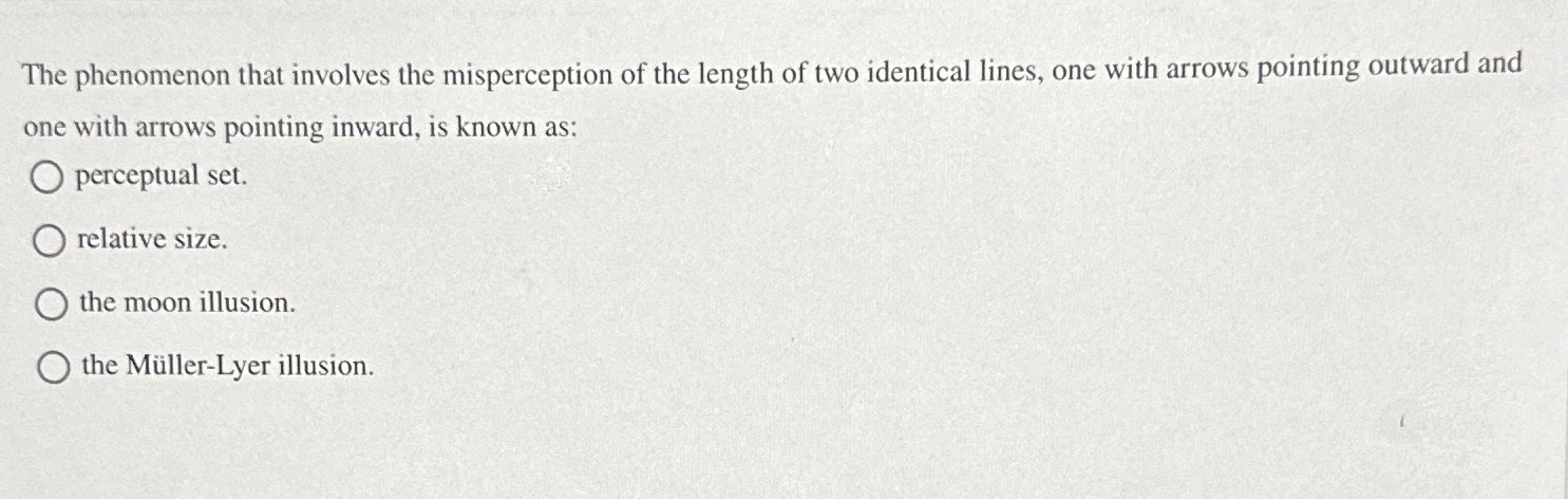 Solved The phenomenon that involves the misperception of the | Chegg.com