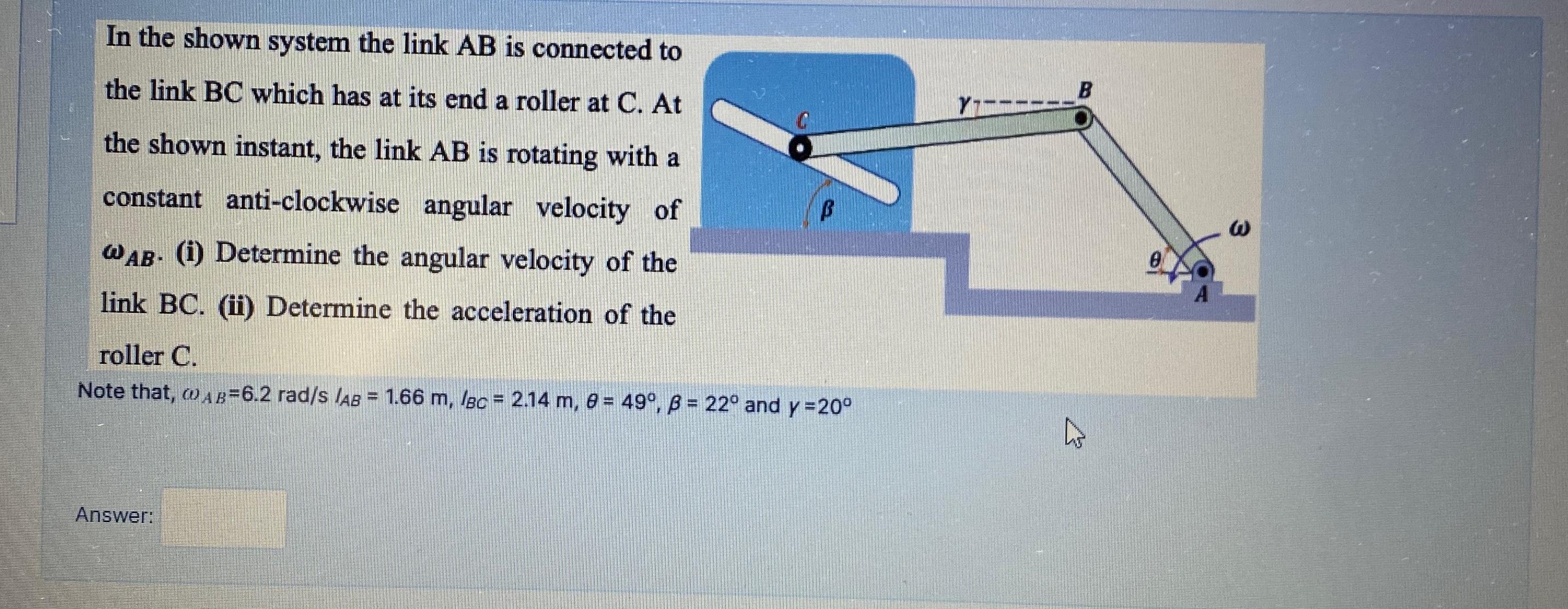 Solved In the shown system the link AB is connected to the | Chegg.com