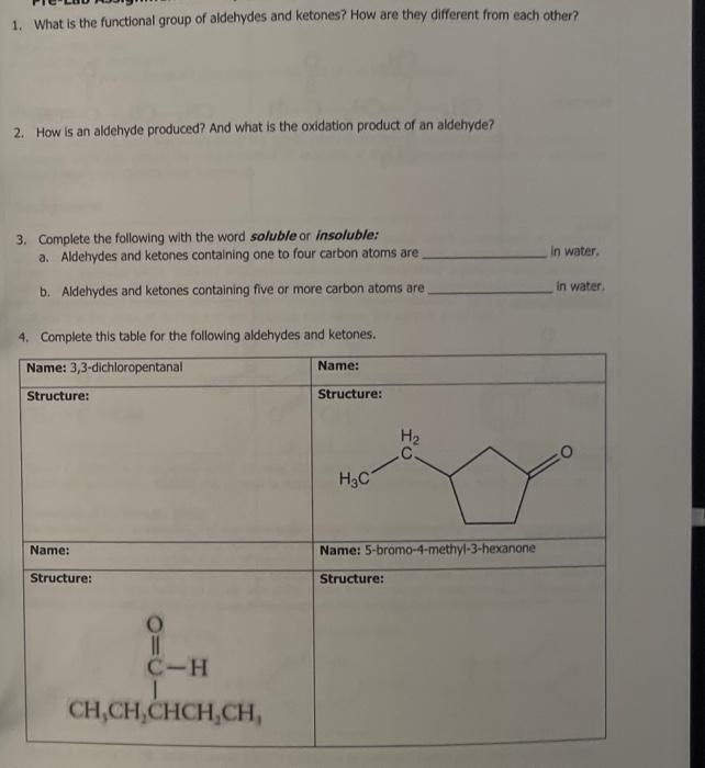 Solved 1. What is the functional group of aldehydes and | Chegg.com