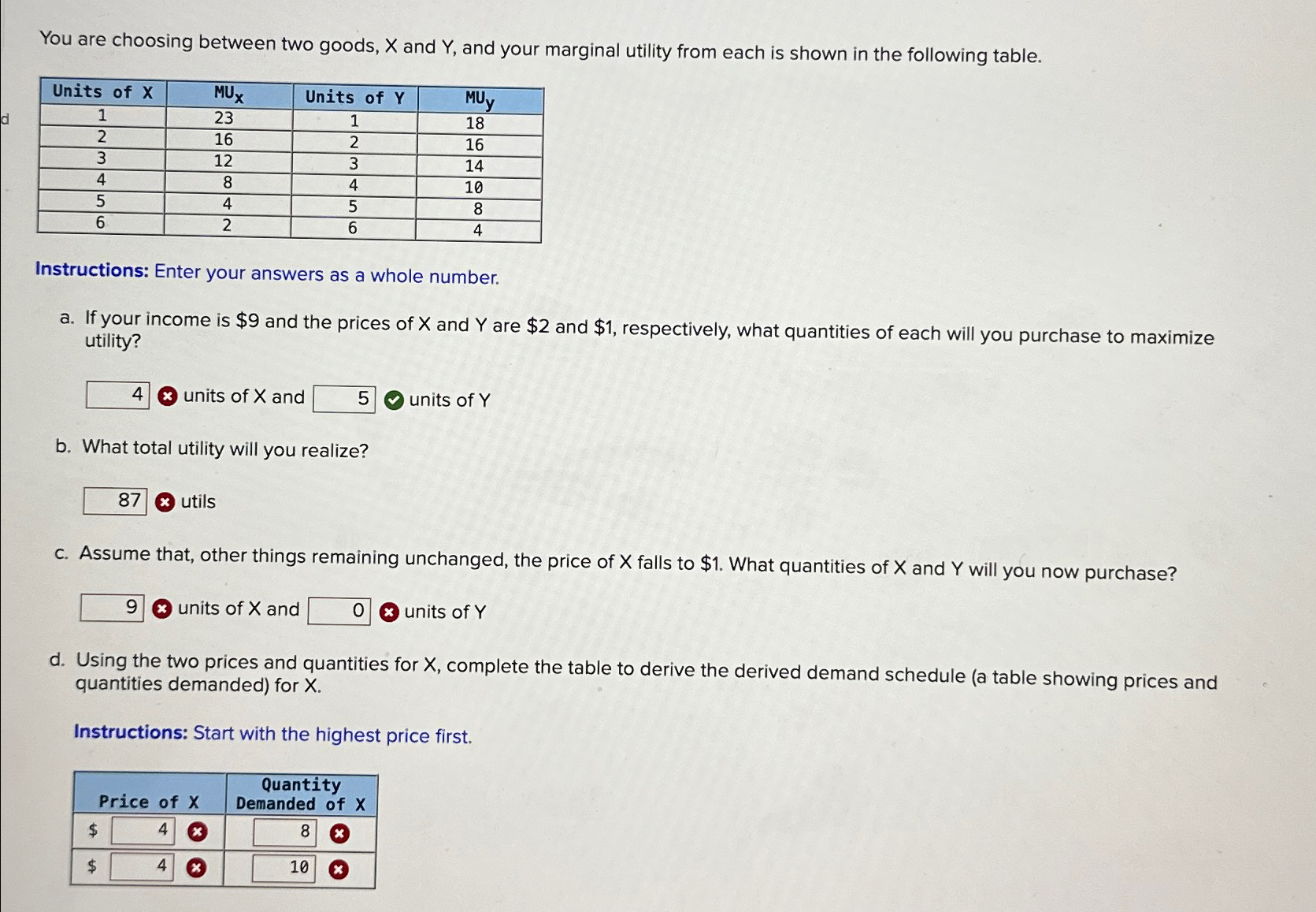 Solved You are choosing between two goods, x ﻿and Y, ﻿and | Chegg.com