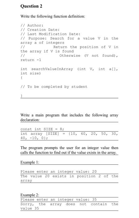 Solved Question 2 Write the following function definition: | Chegg.com