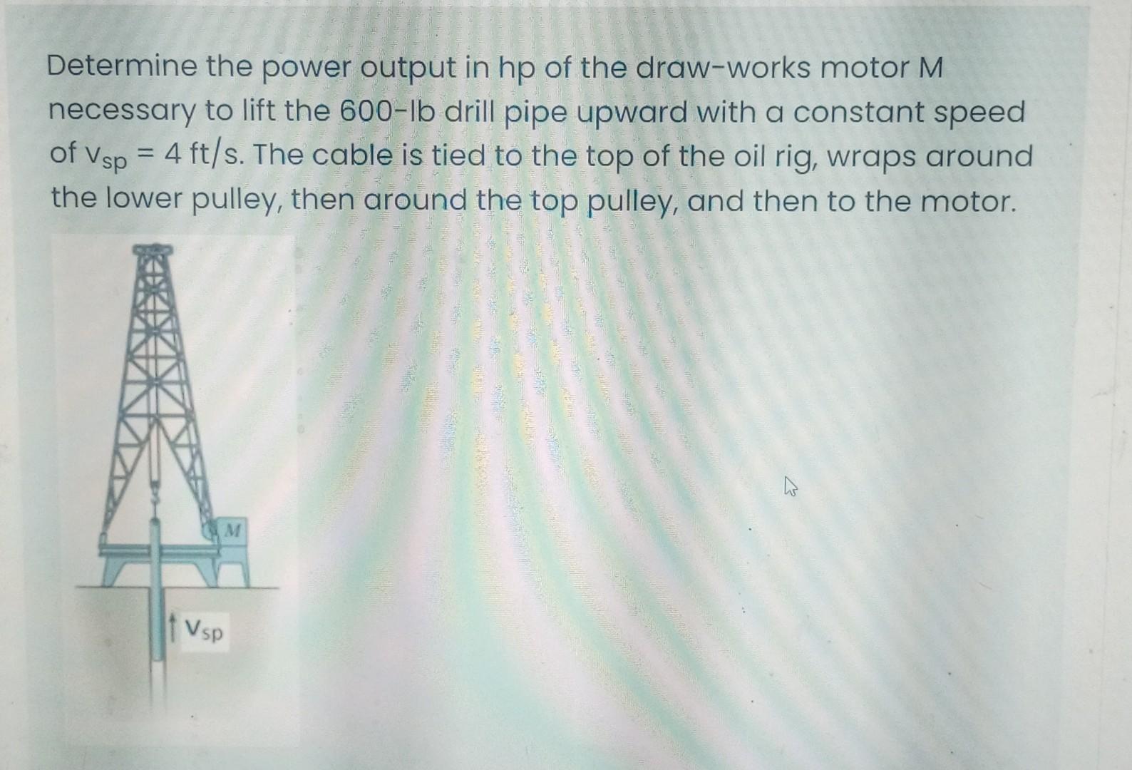 Solved Determine the power output in hp of the draw-works | Chegg.com