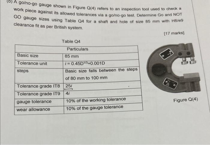 Solved (D) A go/no-go gauge shown in Figure Q(4) refers to | Chegg.com