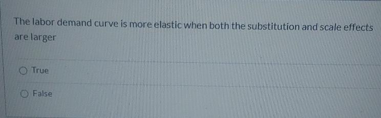 Solved The labor demand curve is more elastic when both the | Chegg.com