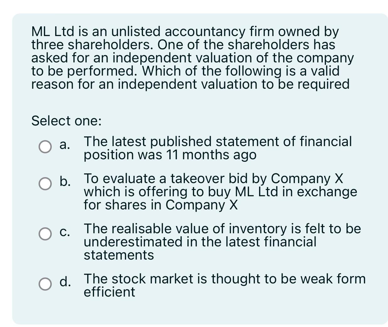 Solved ML Ltd is an unlisted accountancy firm owned by three | Chegg.com