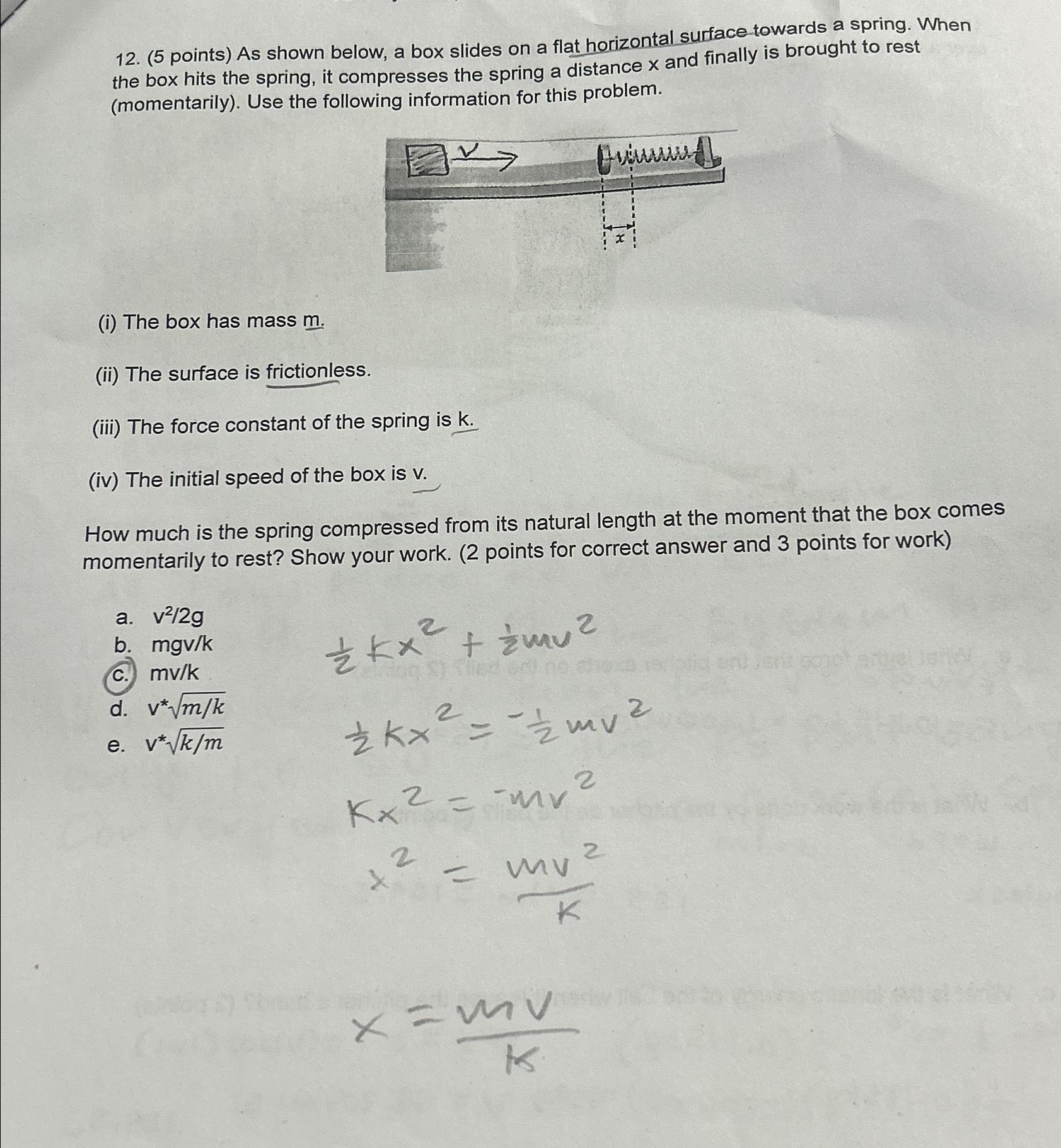 Solved ( 5 ﻿points) ﻿As shown below, a box slides on a flat | Chegg.com