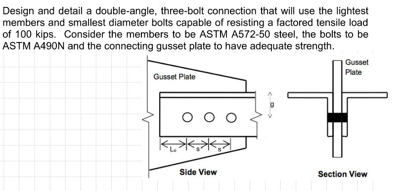 Solved Design and detail a double-angle, three-bolt | Chegg.com
