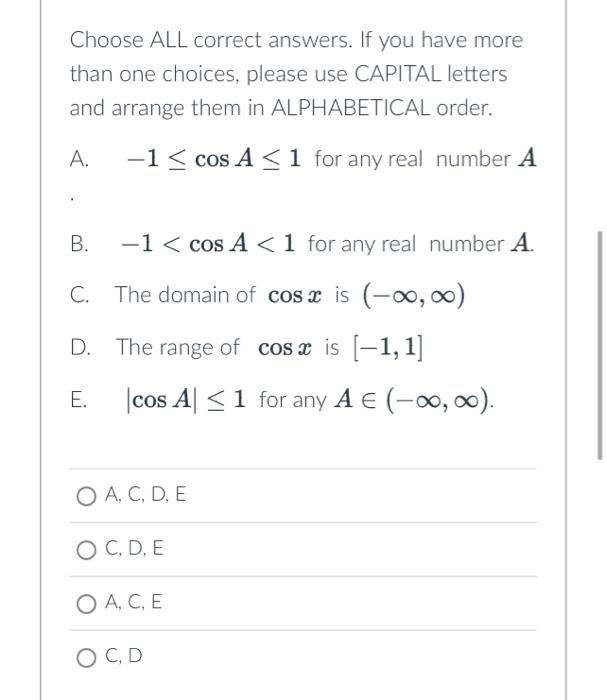 Solved Choose ALL correct answers. If you have more than one | Chegg.com