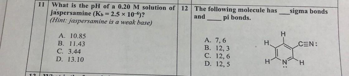 Solved 1 What is the pH of a 0.20M solution of 12 The | Chegg.com