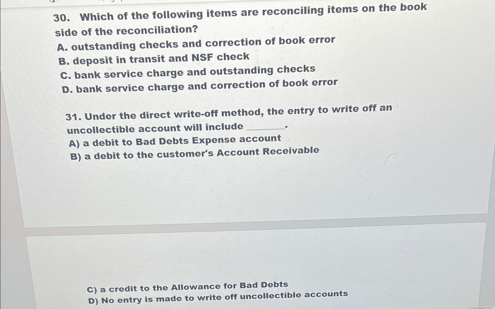 Solved Which of the following items are reconciling items on | Chegg.com