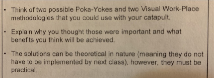 Solved Think of two possible poka-yokes and two visual | Chegg.com