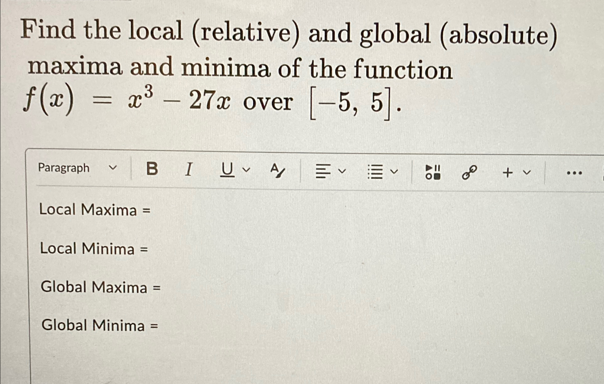 Solved Find the local (relative) ﻿and global (absolute) | Chegg.com