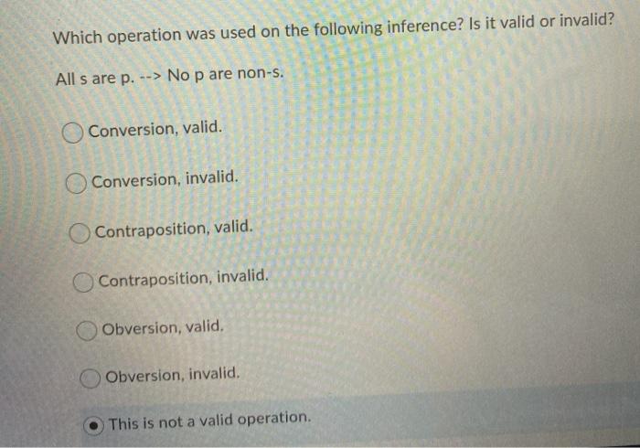 Solved Which operation was used on the following inference? | Chegg.com