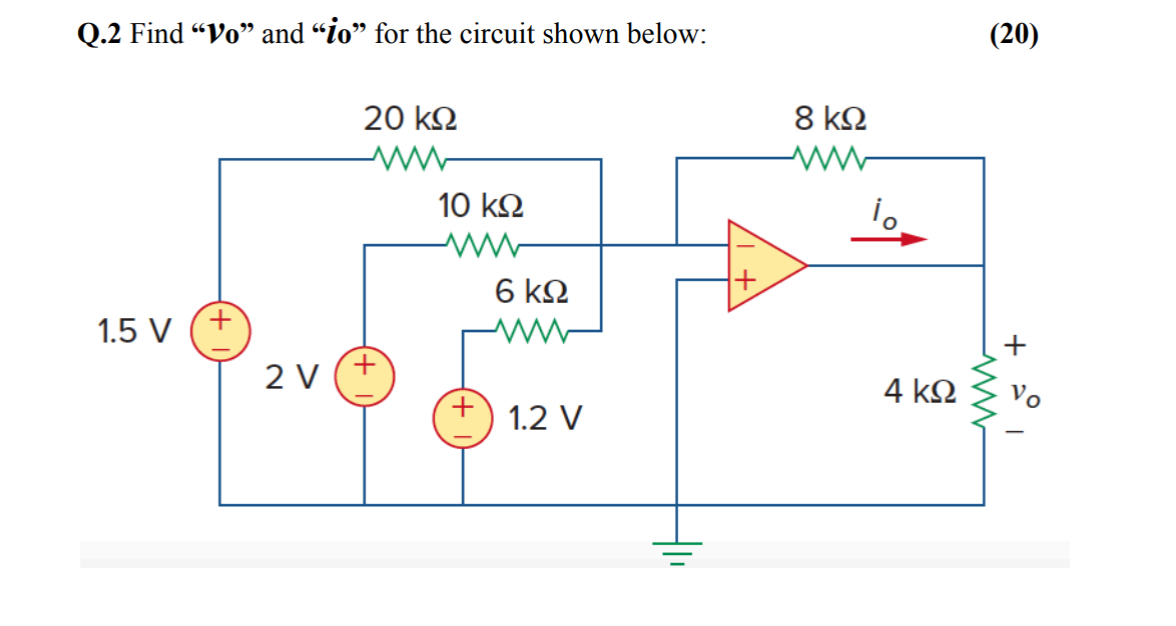 Solved Q. 2 ﻿Find " v0 " ﻿and "io" ﻿for the circuit shown | Chegg.com