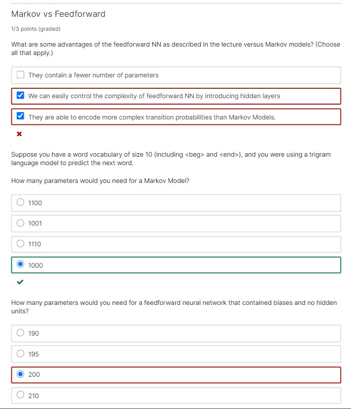 Solved Markov vs Feedforward13 ﻿points (graded)What are some | Chegg.com