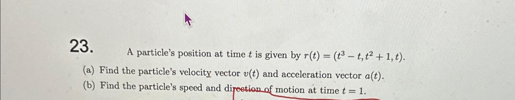 Solved A particle's position at time t ﻿is given by | Chegg.com