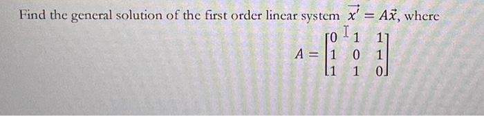 Solved Find the general solution of the first order linear | Chegg.com