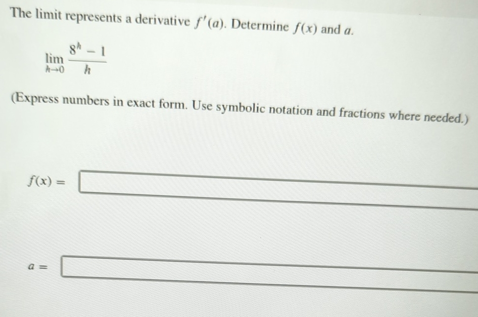 Solved The limit represents a derivative f'(a). ﻿Determine | Chegg.com