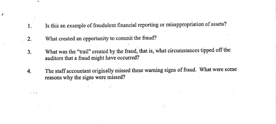 Solved 1. Is this an example of fraudulent financial | Chegg.com