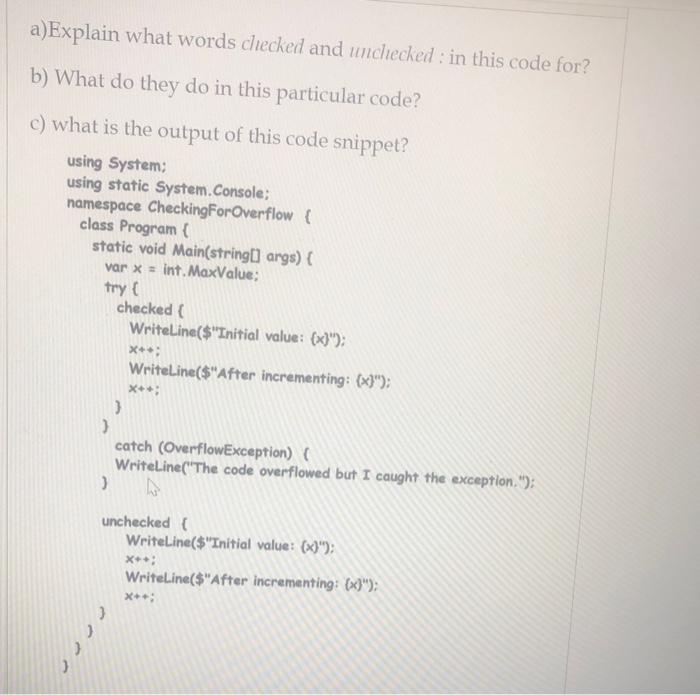 Solved Explain what words cliecked and unchecked : in this | Chegg.com