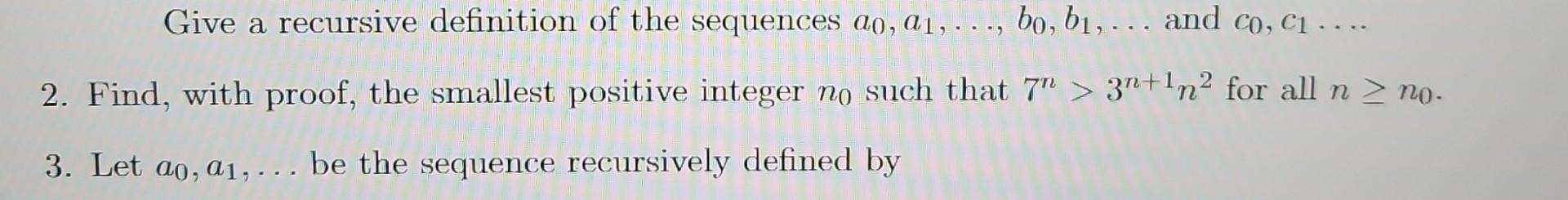 Solved Give a recursive definition of the sequences | Chegg.com