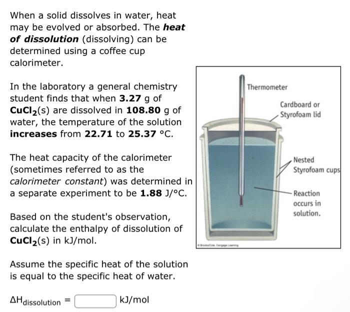 Solved When a solid dissolves in water, heat may be evolved | Chegg.com