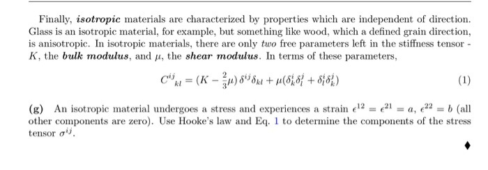 Solved It turns out that the stiffness tensor is generically | Chegg.com